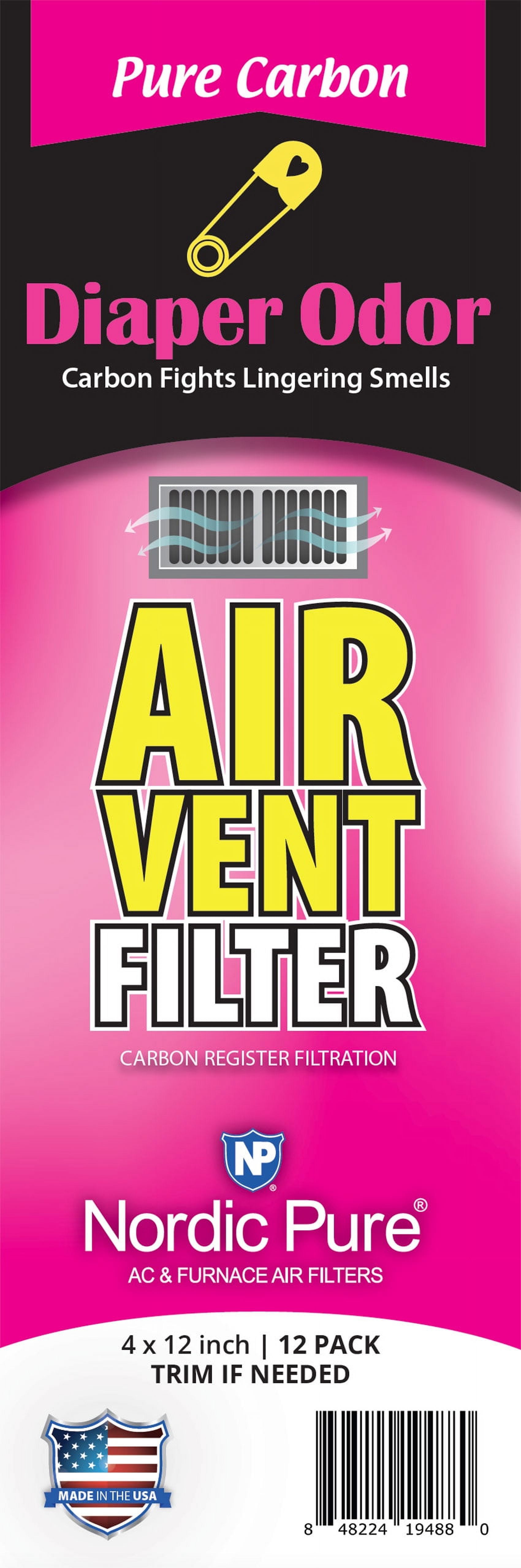 Diaper Odor Reducing Pure Carbon Air Vent Filters 4x12 (Register) 1 Pk ...