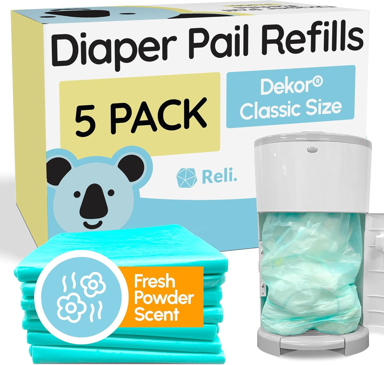 Diaper Pail Refill Bags, Compatible with Dekor Classic (5 Pack ...