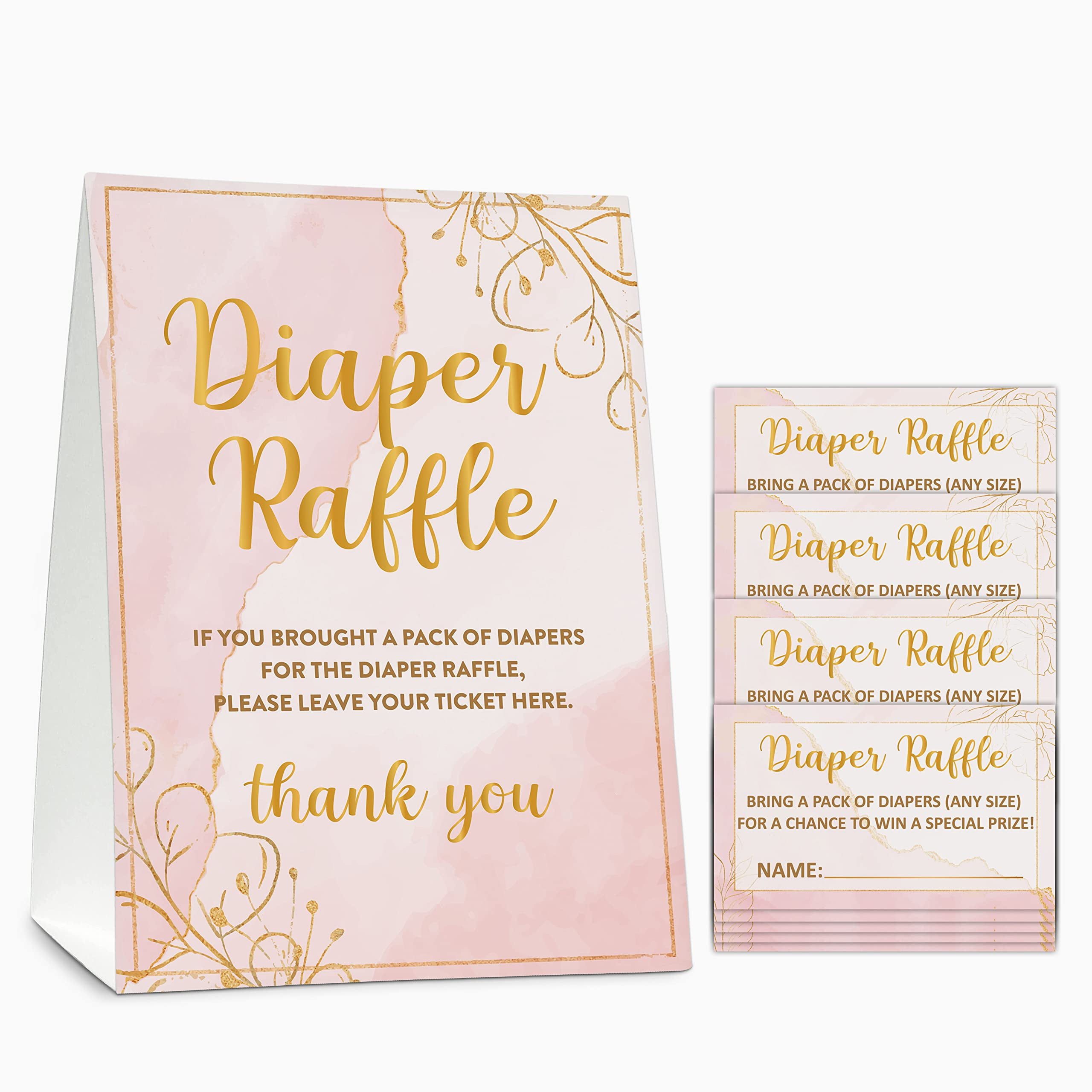 Diaper Raffle Baby Shower Game Set(1 Standing Sign + 50 Finding Cards ...