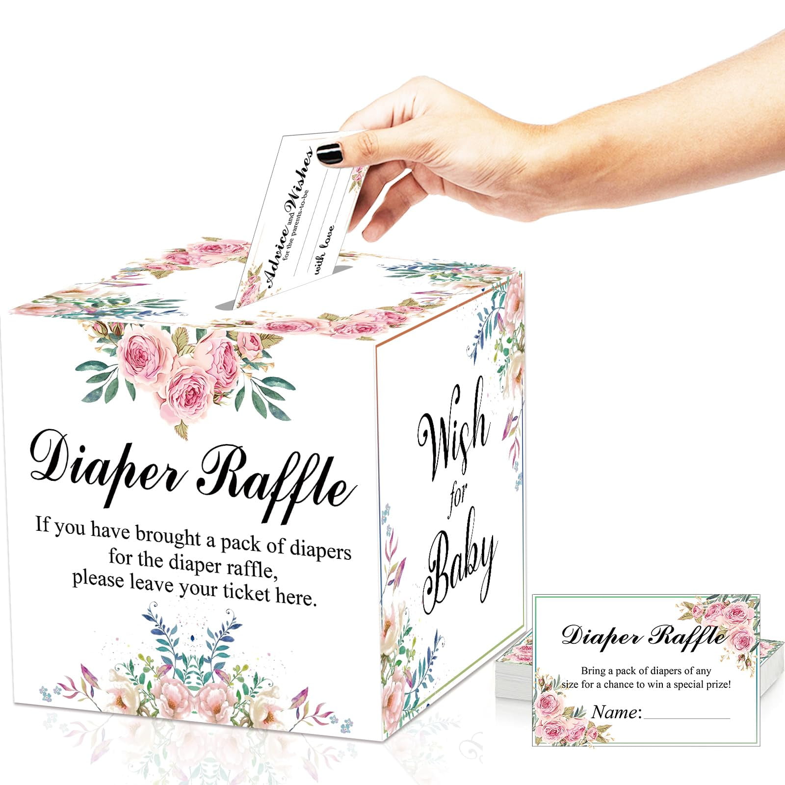 Diaper Raffle Box With 50Pcs Diaper Raffle Tickets, Diaper Raffle Box ...