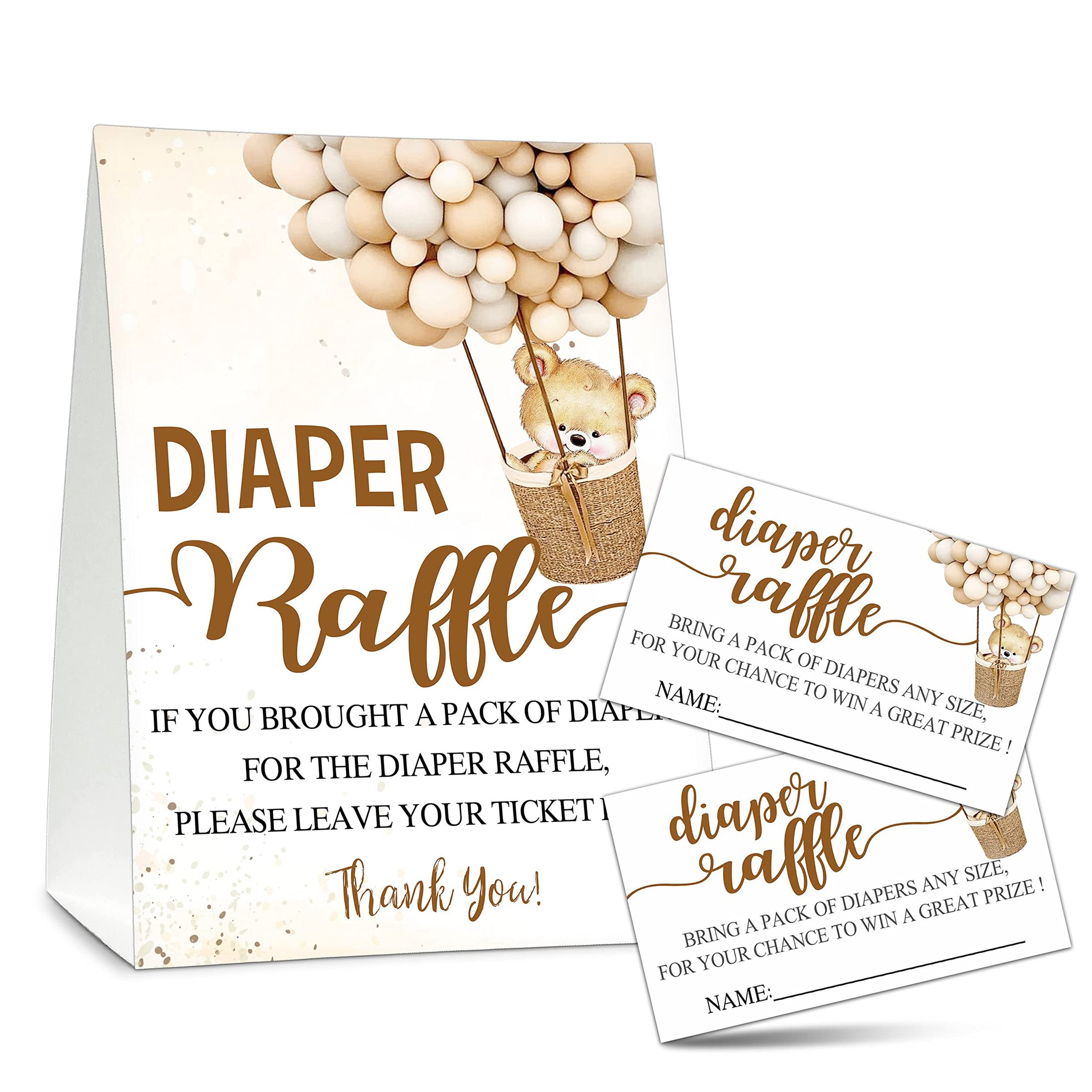 Diaper Raffle Delight Set - 50 Tickets with Standing Sign for Baby ...