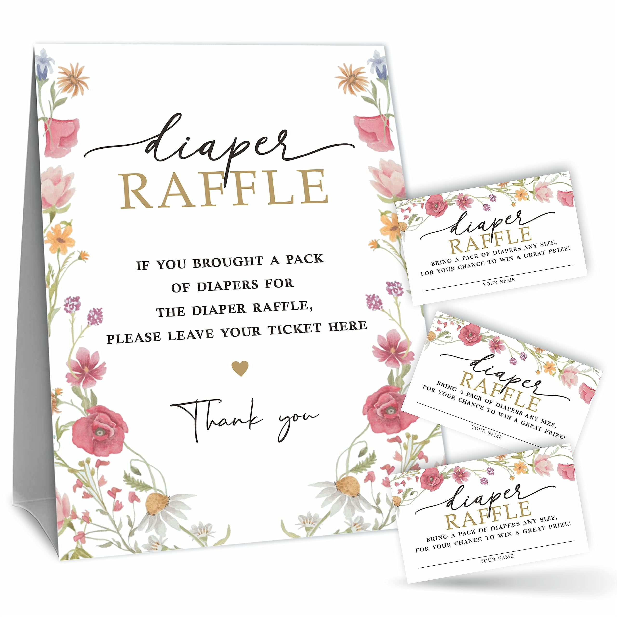 Diaper Raffle Game Kit(1 MMF7 Standing Sign + 50 Tickets) For Baby ...