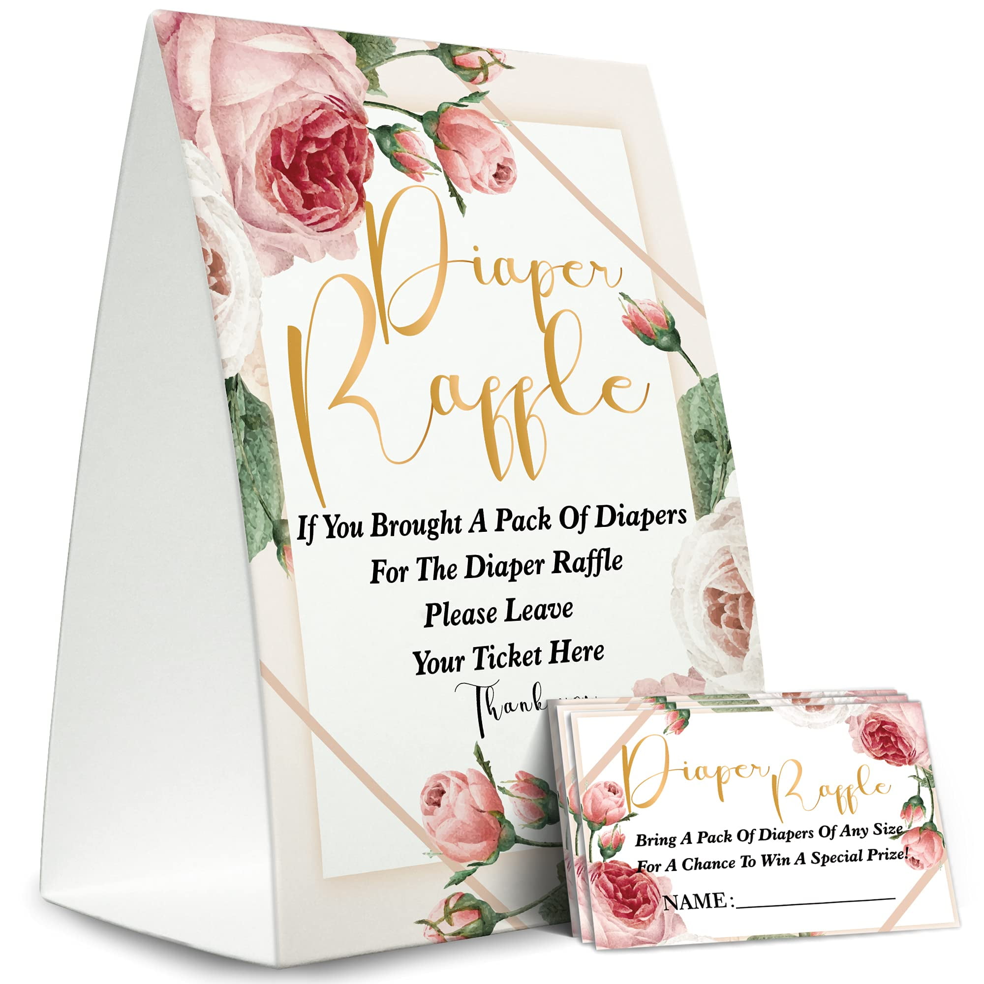 Diaper Raffle Sign,Diaper Raffle Baby Shower Game Kit (1 Standing Sign ...