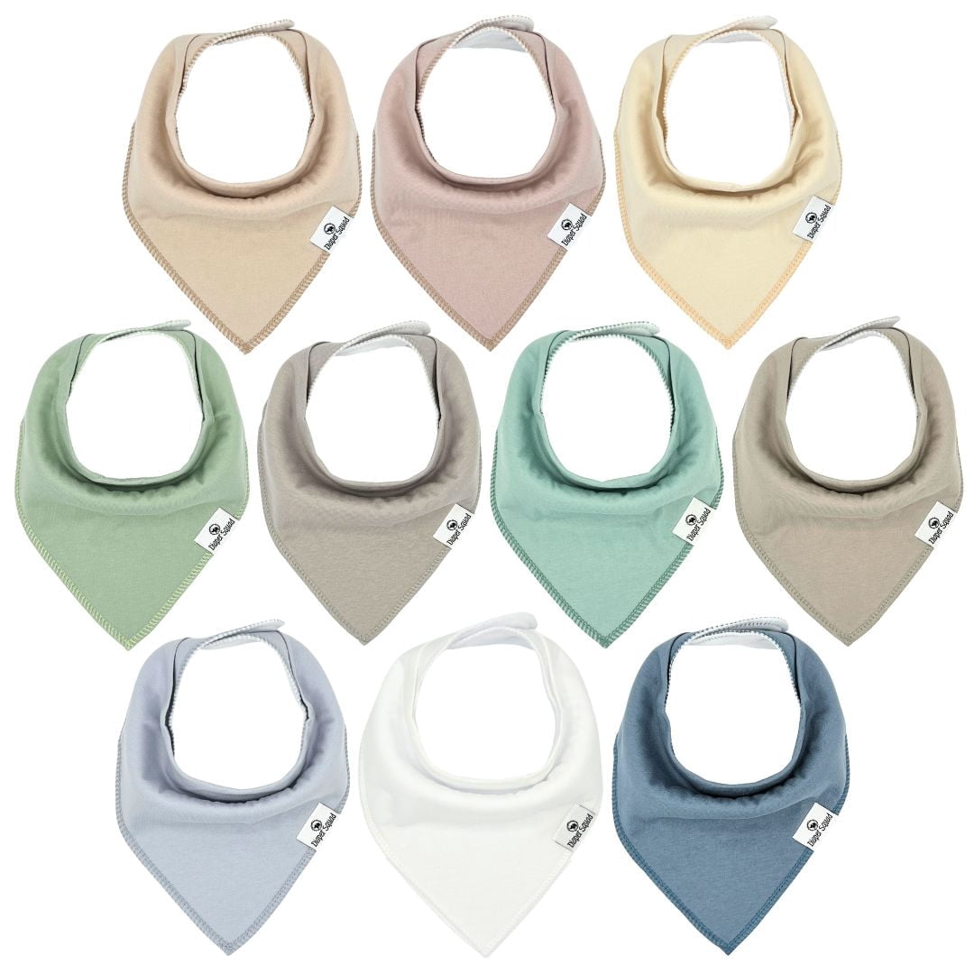 Diaper Squad Muted 10-Pack Organic Baby Bandana Drool Bibs - Baby Bibs ...