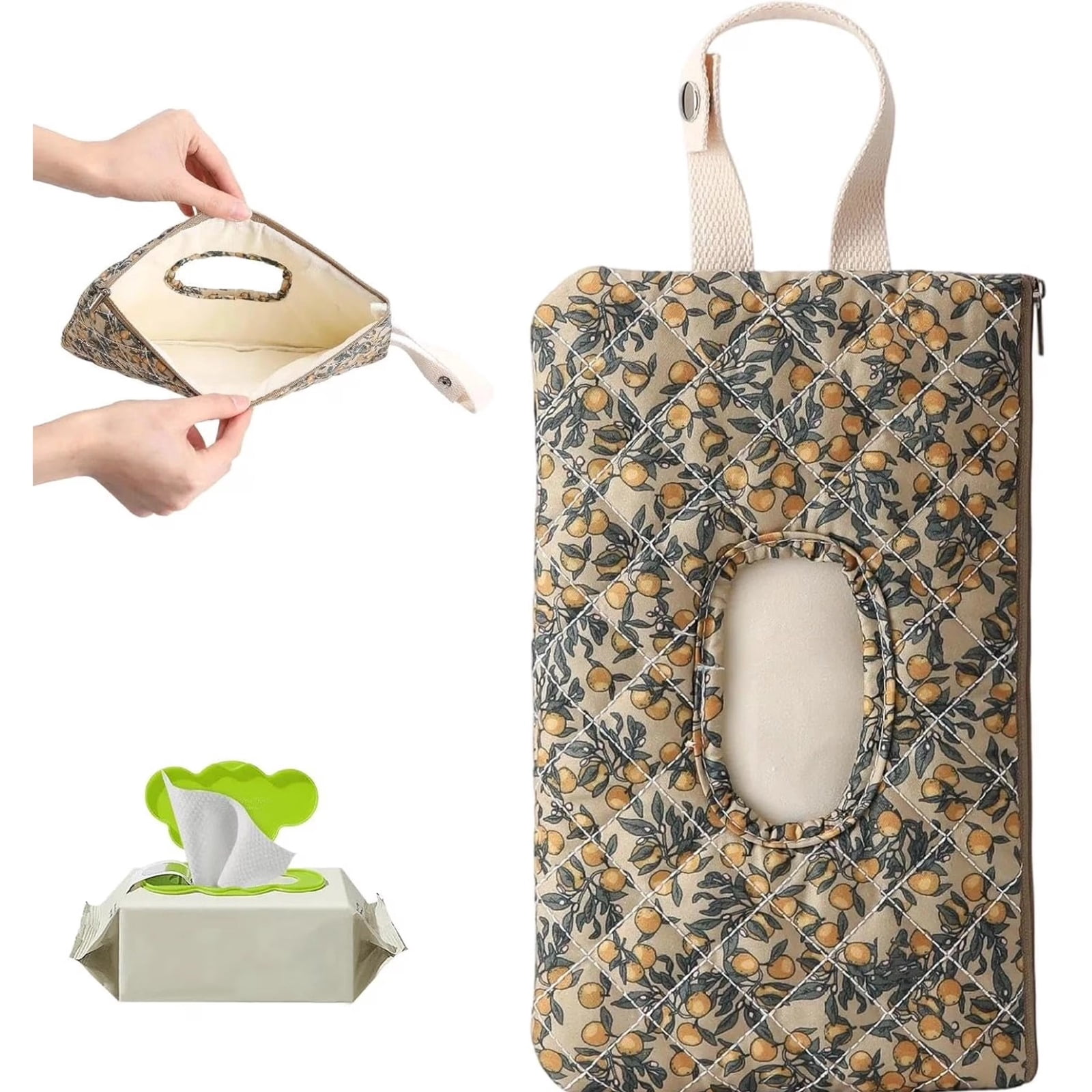 Diaper and Wipes Pouch, Quilted Wipe Holder Floral Diaper Pouch ...