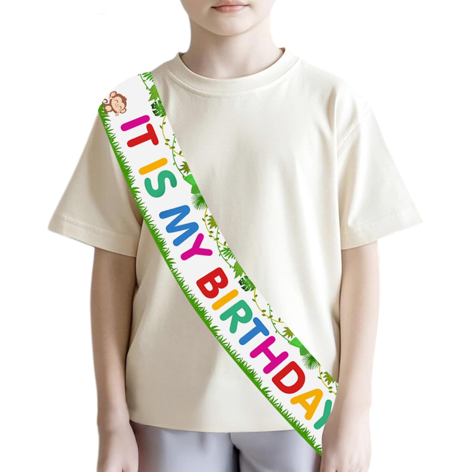 Diartpaint Monkey Birthday Sash STF9 for Kids Boys Girls, ‘It’s My ...