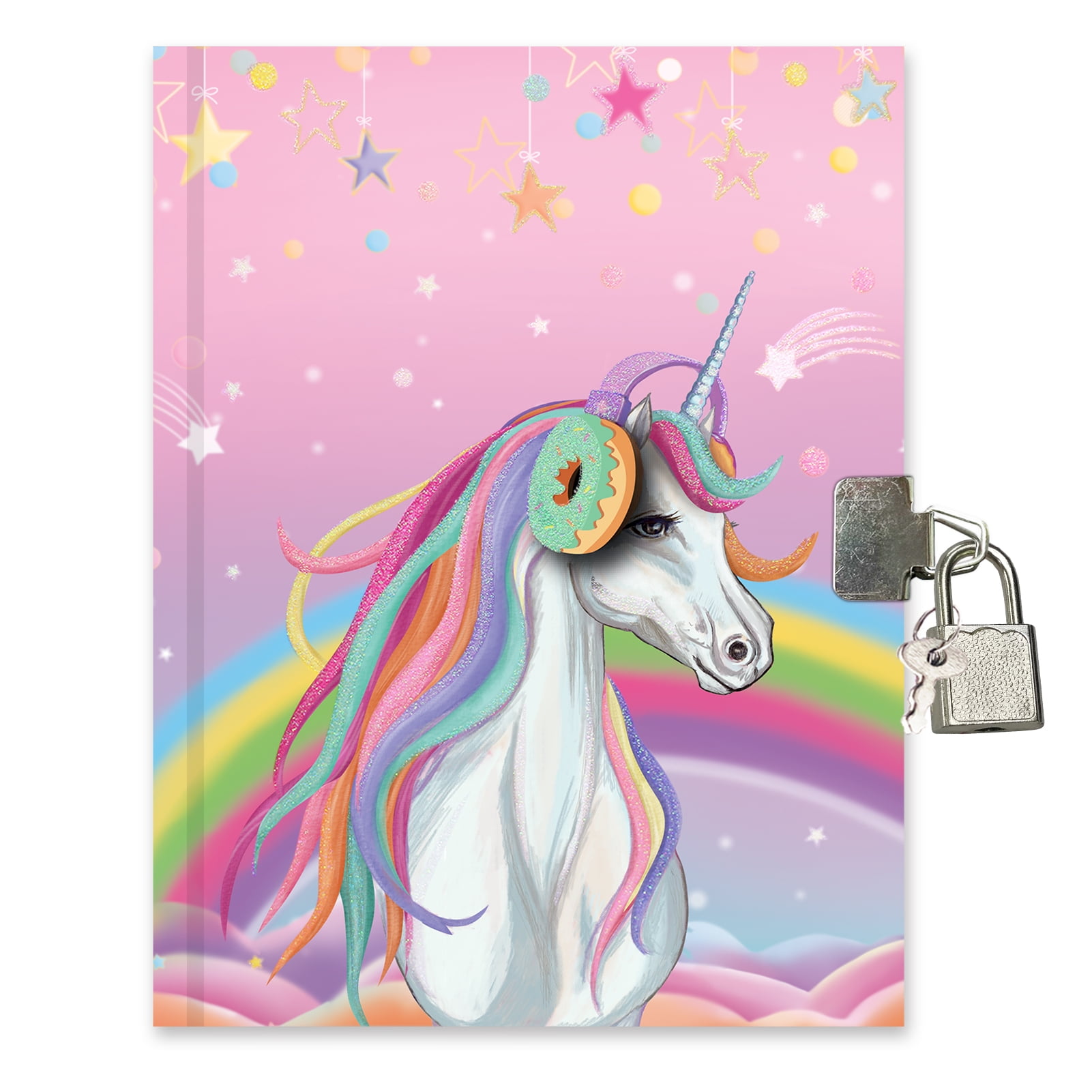 Diary with Lock for Friends, 7x5.3 Inches 160 Lined Pages Pink Unicorn ...