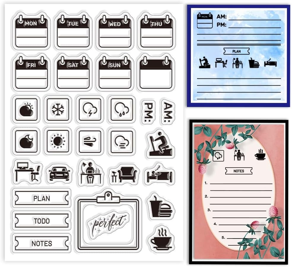 Diary Weekly Planner Clear Stamps for Cards Making Weather Tags Clear ...