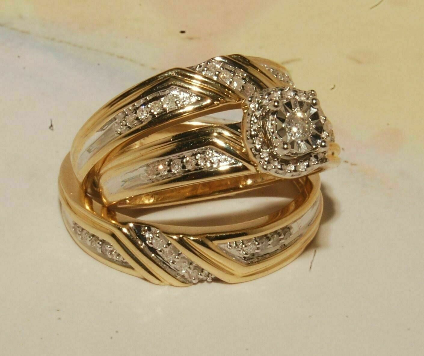 Diastar Jewels 14K Yellow Gold Finish Round Cut CZ His & Her Wedding ...
