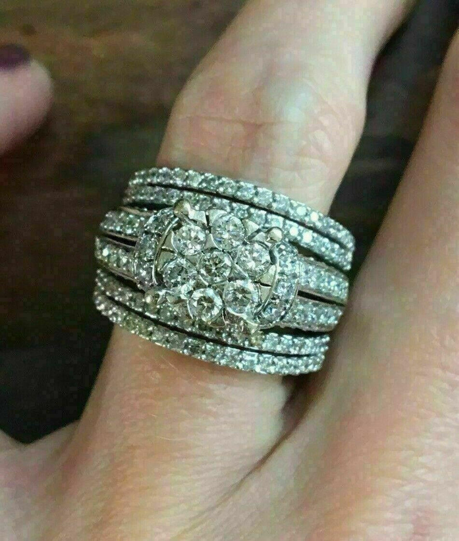 Diastar Jewels Big Cluster 4 TCW Cut White Cubic Zirconia His & Women ...