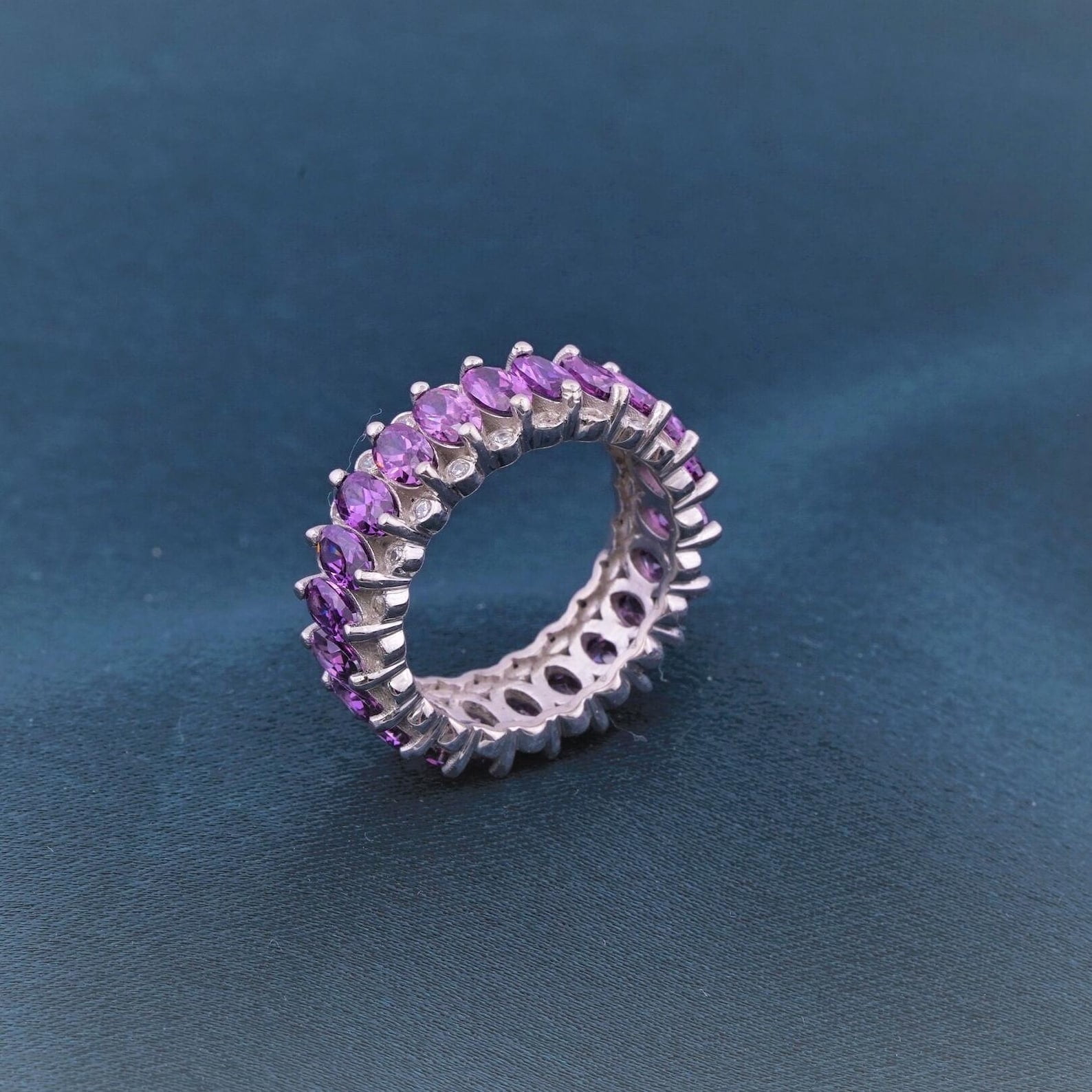 Diastar Jewels Marquise Cut Purple Cubic Zirconia 14K White Gold Finish ...