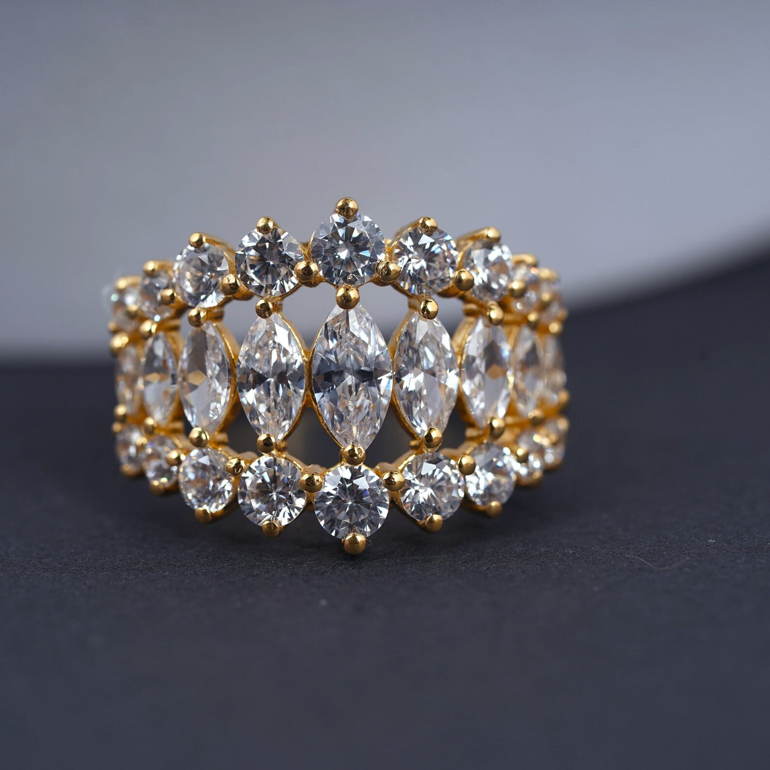 Diastar Jewels Women's Marquise Cubic Zirconia 14K Yellow Gold Finish ...