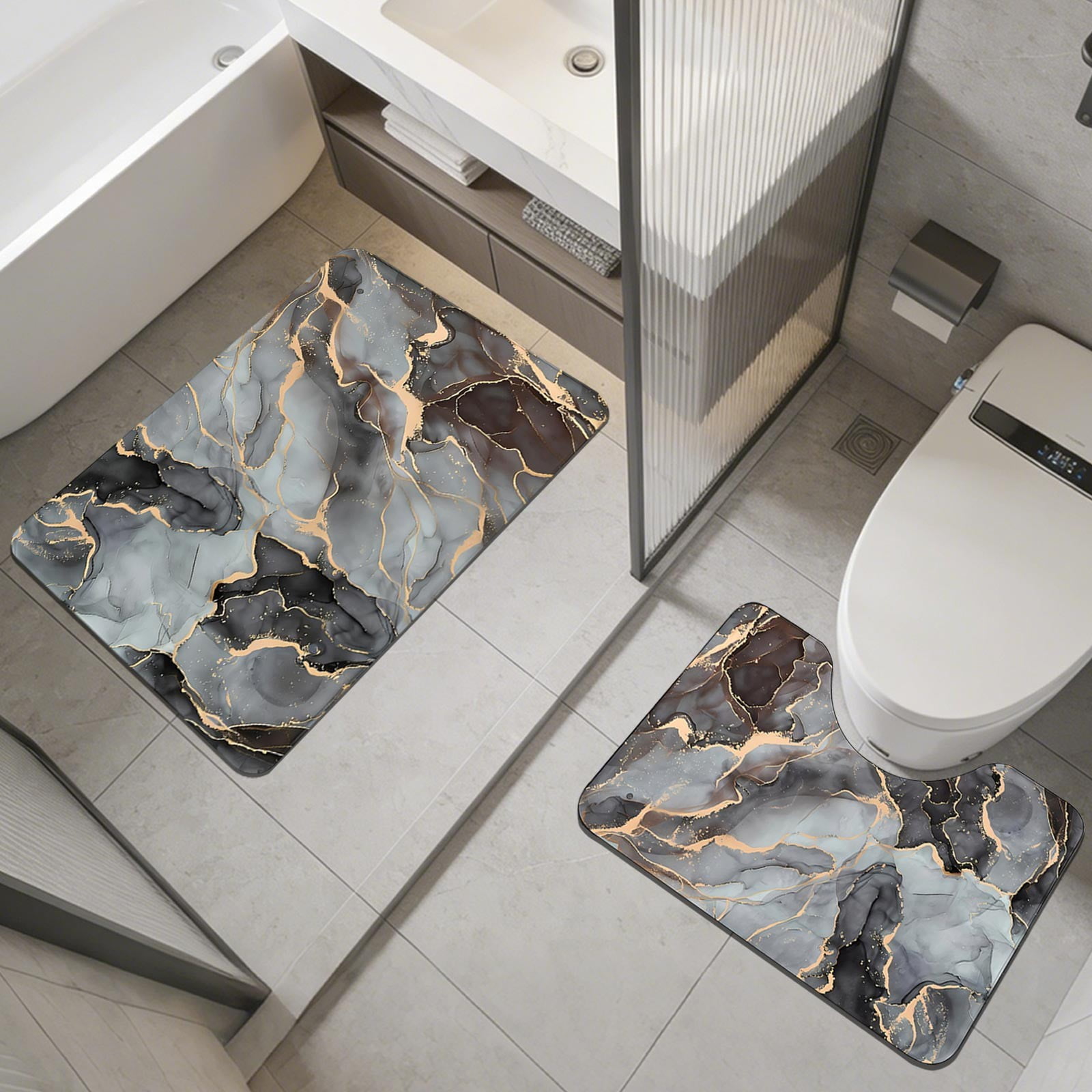 Diatom Mud Bathroom Floor Mat, Quick-Drying Water Absorbent Bath Rug, U ...