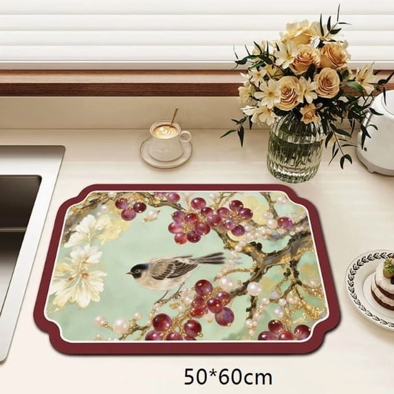 Diatom Mud Non-Slip Drain Mat for Kitchen - Special-Shaped Flower and ...