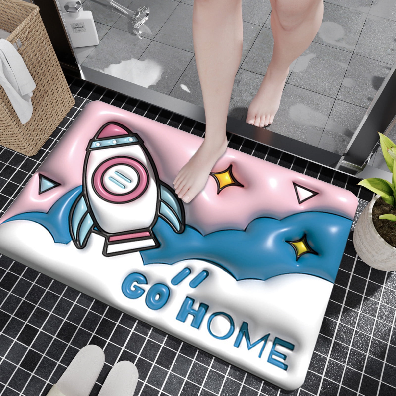 Diatom Mud Visual Expansion Mat Bathroom Water Absorption Drying Mat ...