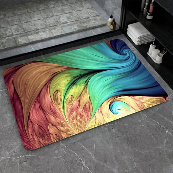 Diatomaceous Earth Bath Mat,Blue and Gold Stones Non-Slip Volume Super ...