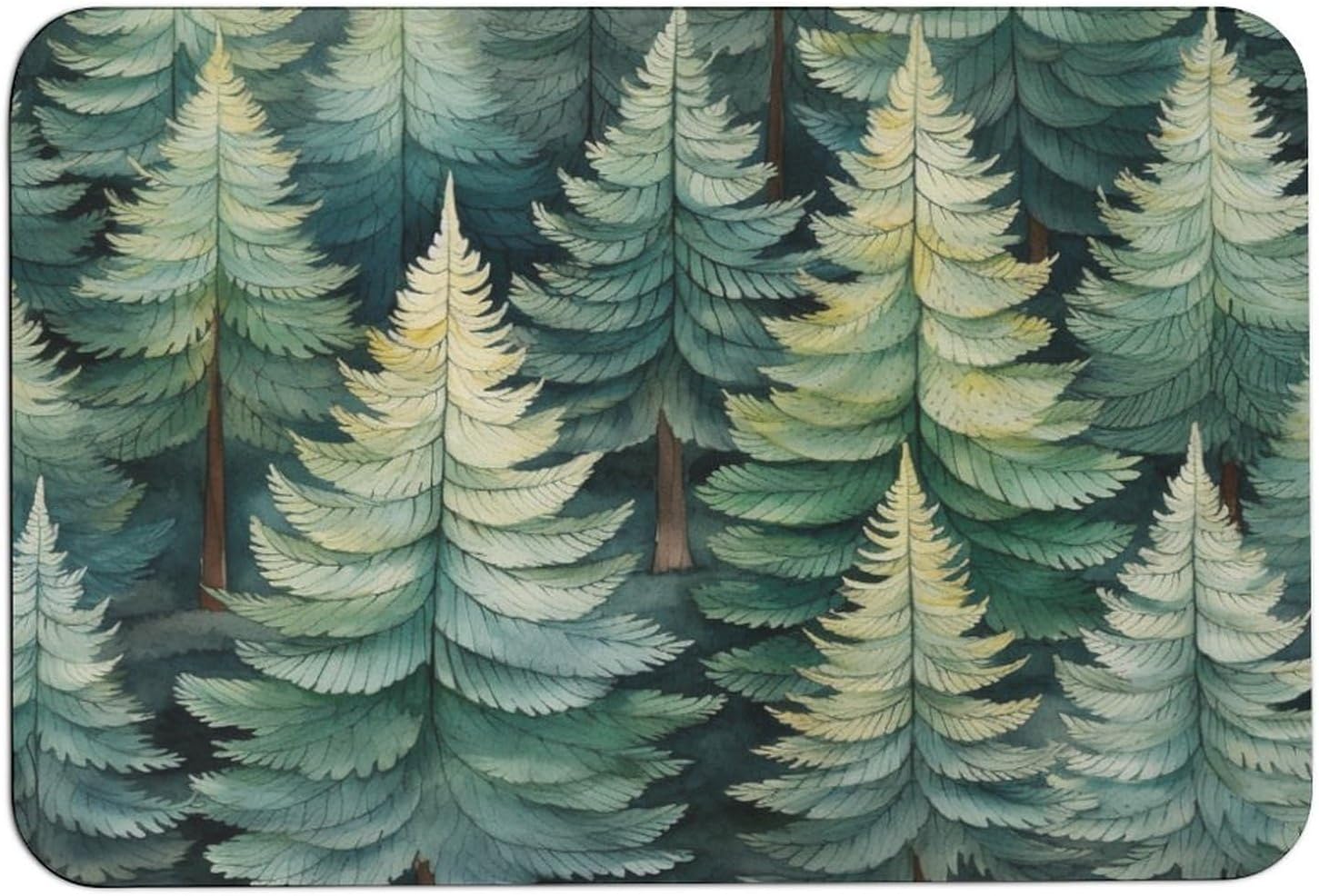 Diatomaceous Earth Bath Mat Green Pine Trees with Snowflakes Bathroom ...