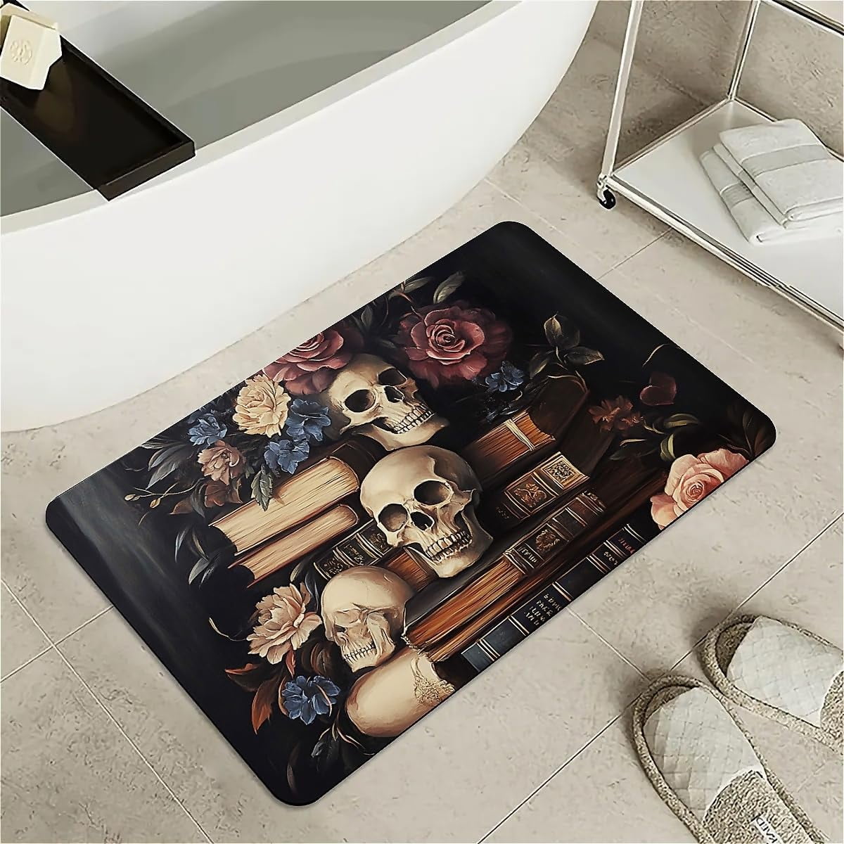Diatomaceous Earth Bath Mat,Snake Skeleton,Roses Non-Slip Volume Super ...