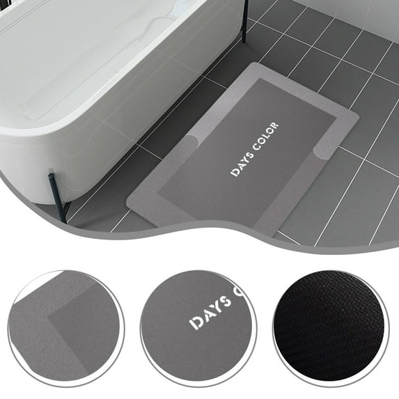 Diatomaceous Earth Bath Mat, Super Absorbent Quick Dry, Non-Slip Rubber ...