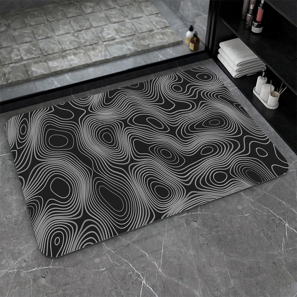 Diatomaceous Earth Bath Mat,Topographic Soft Wrinkle Free Bathroom ...