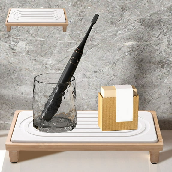 Diatomaceous Earth Bathroom Sink Mat White | Quick Dry Absorbent Tray ...