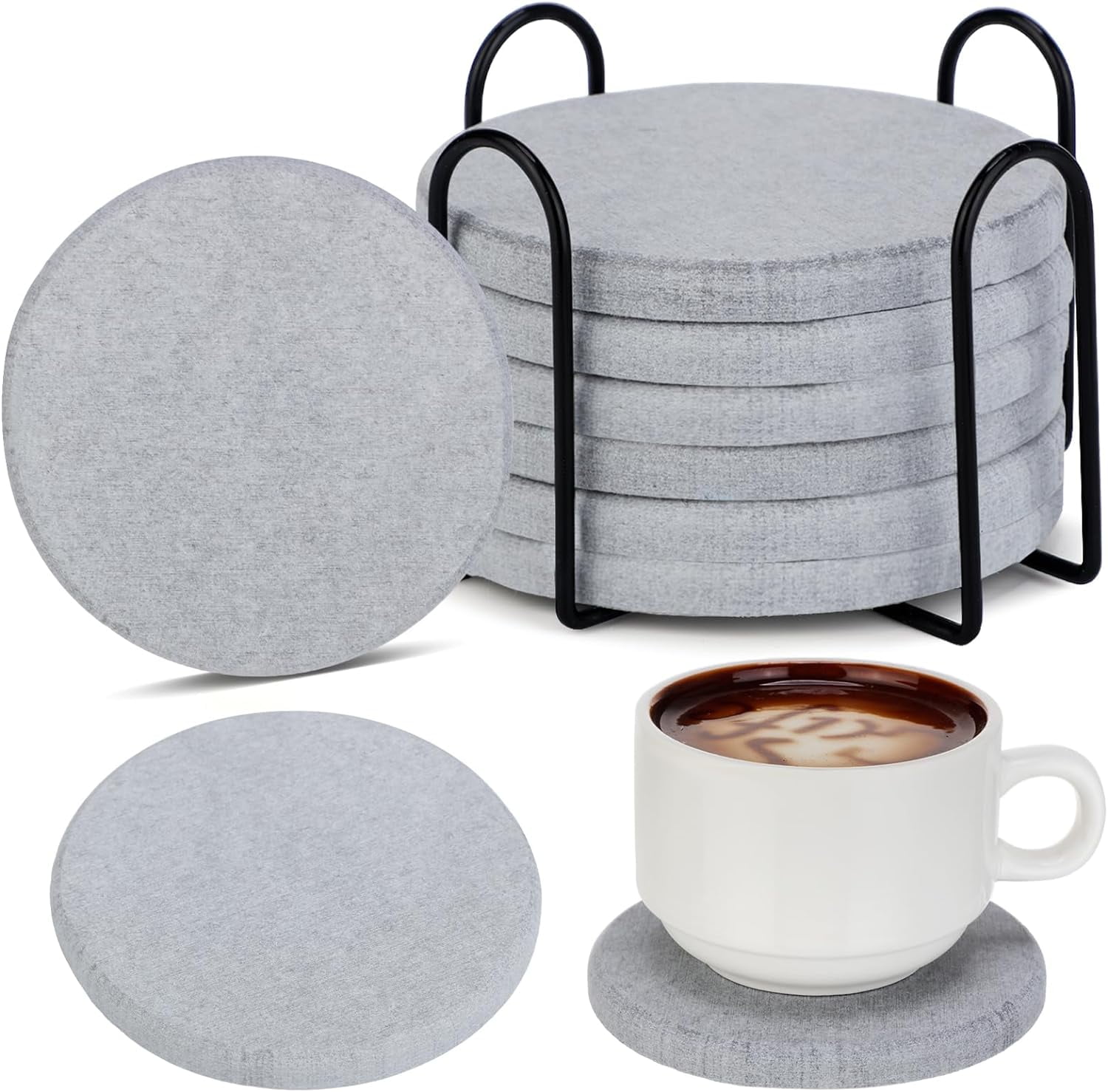 Diatomaceous Earth Coasters Set of 6 Absorbent Coasters with Holder 4 ...
