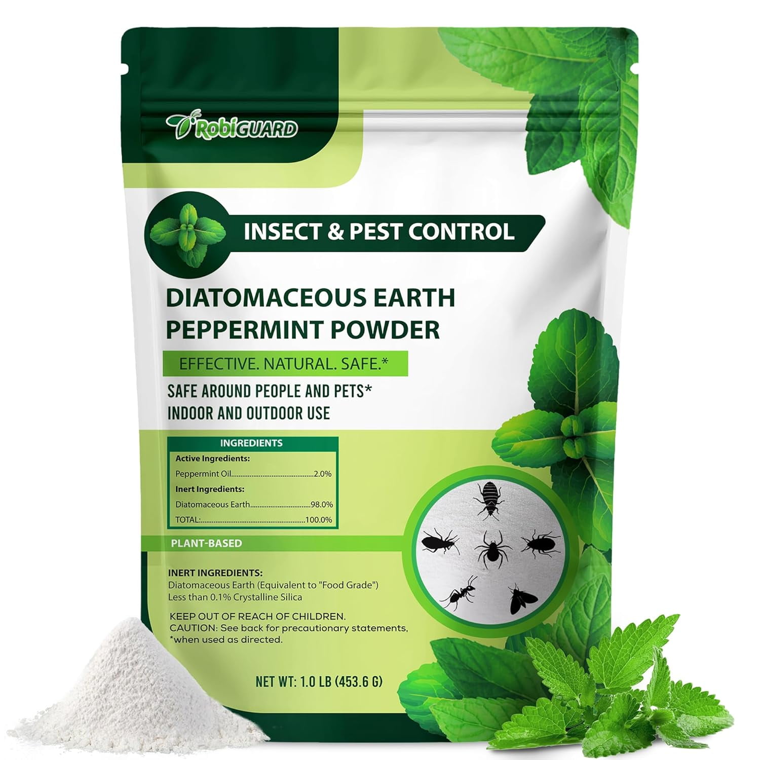 Diatomaceous Earth Food Grade & Peppermint Powder for Crawling Insect ...