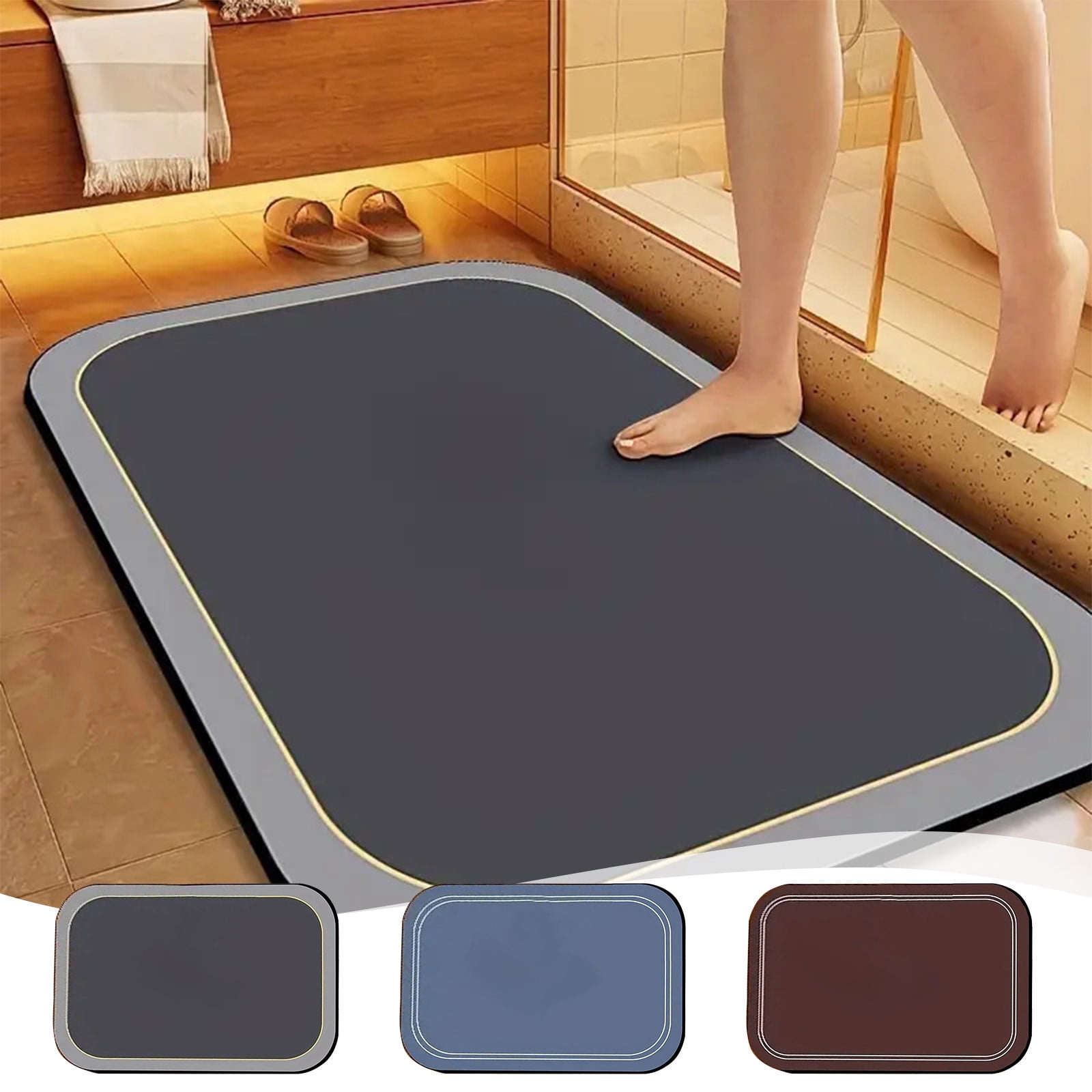Diatomite Absorbent Bathroom Floor Mat, Non-Slip Quick Drying Mats for ...