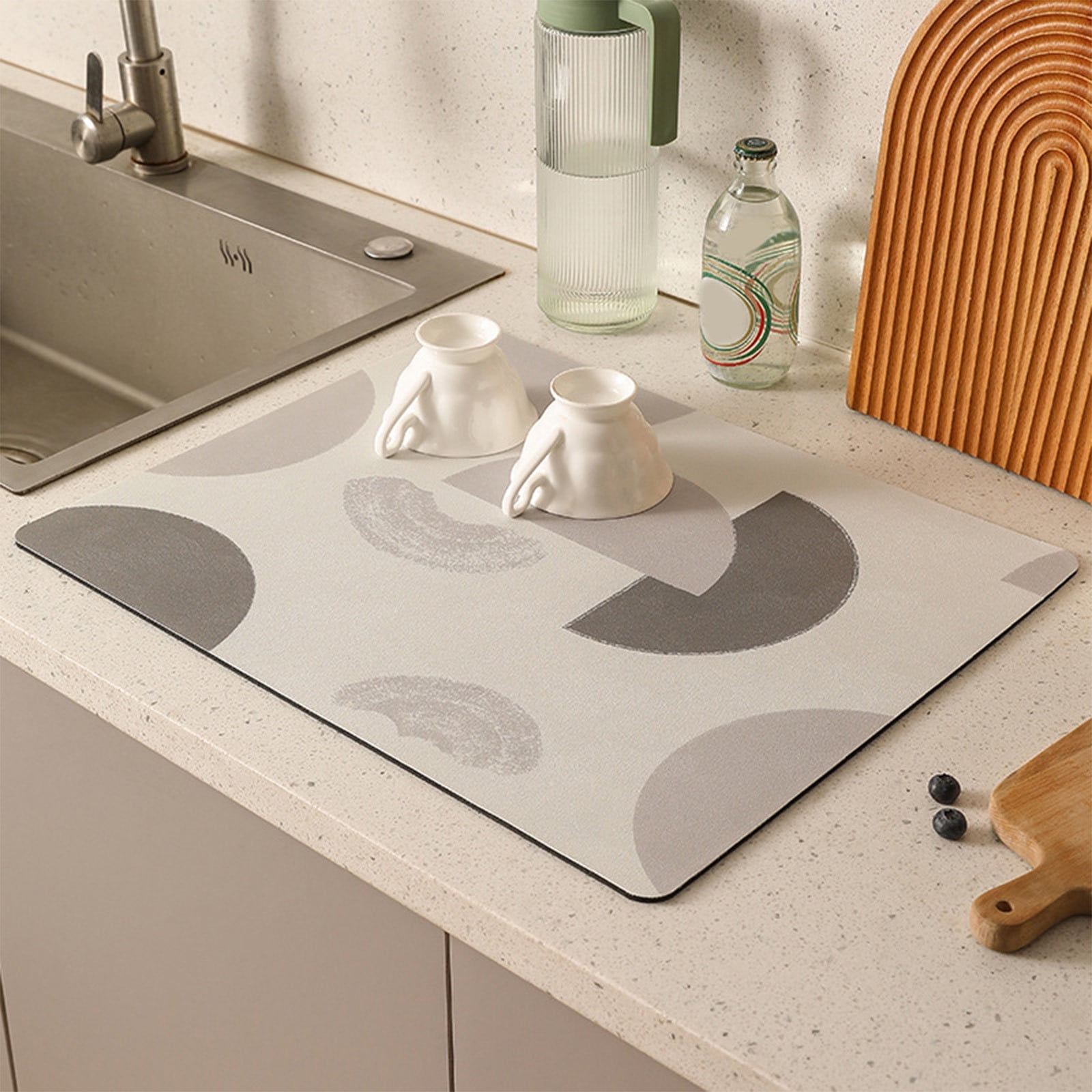 Diatomite Bath Mat 15.75x11.8 Inch, Super Absorbent Fast Drying Stone ...