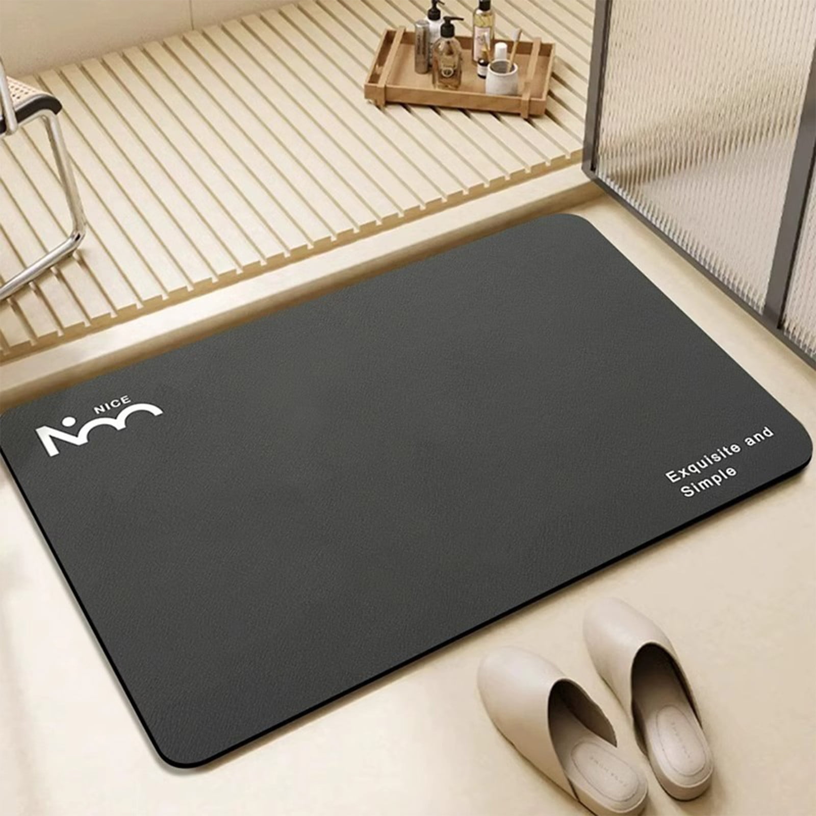 Diatomite Bath Mat, Super Absorbent and Quick Dry Non-Slip Shower Rug ...