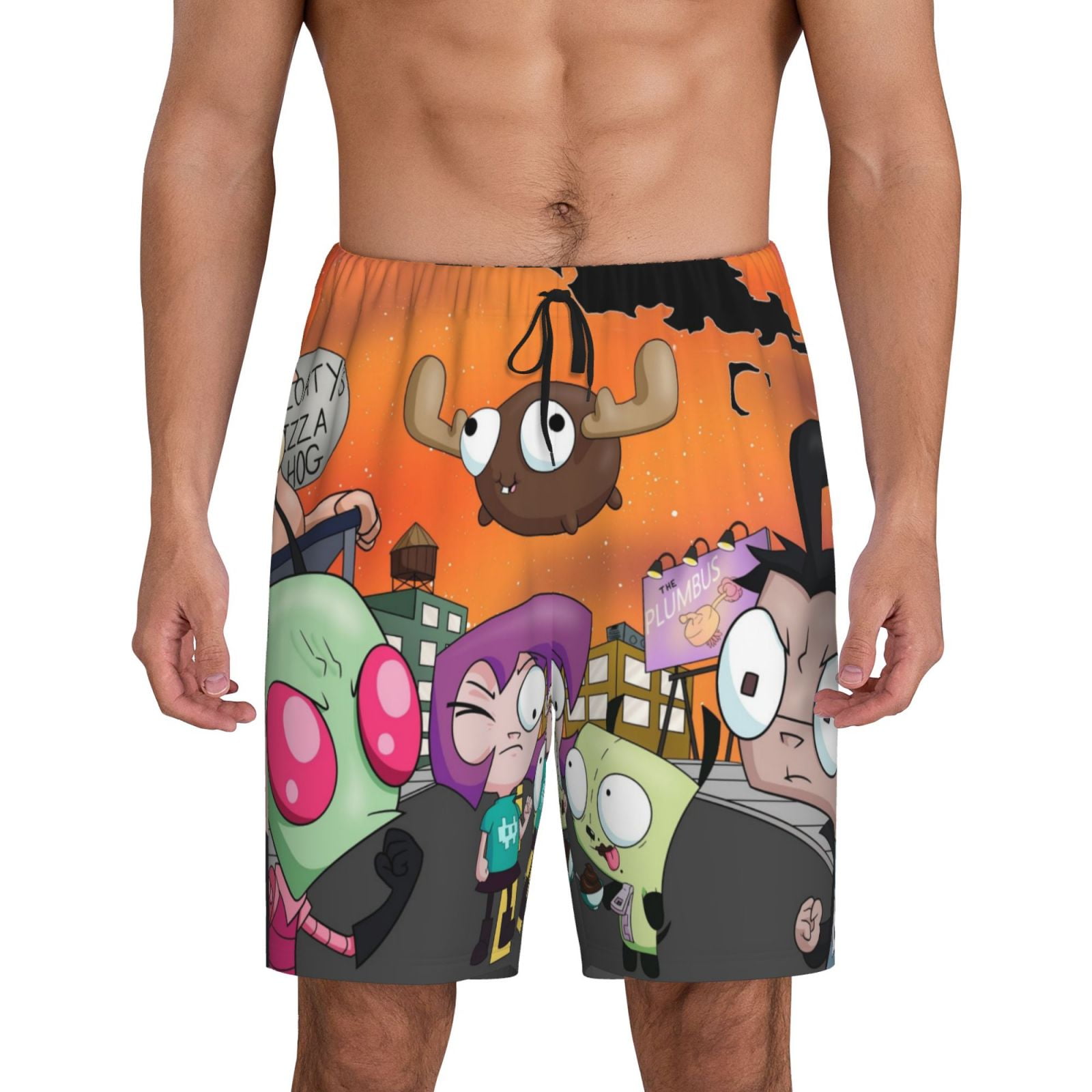 Dib Invader Zim Gaz Gir Men's Short Pajama Pants Lightweight Daily Lounge Shorts Bottoms ...
