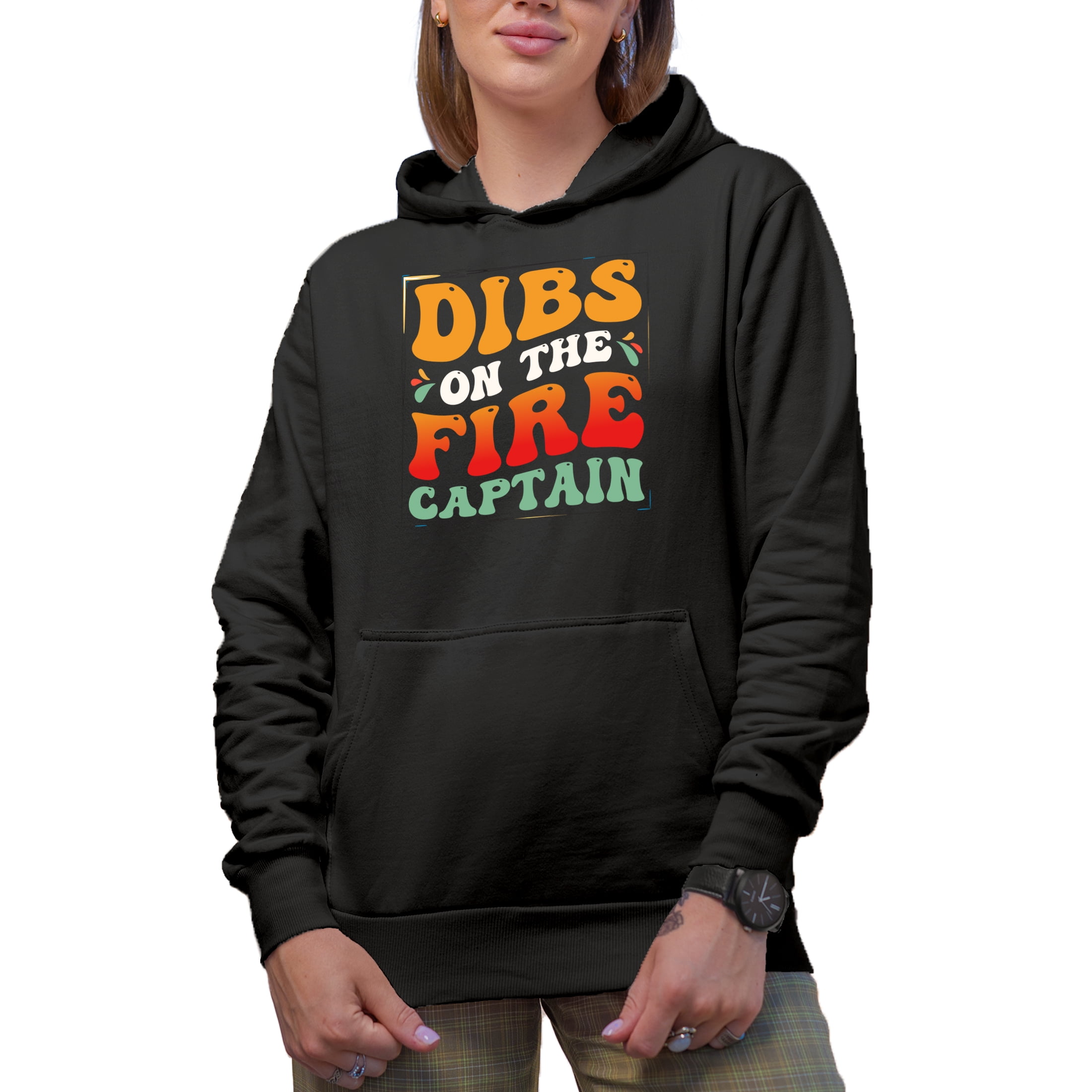 Dibs on the Fire Captain, Firefighter Quote, Groovy Retro Wavy Text ...