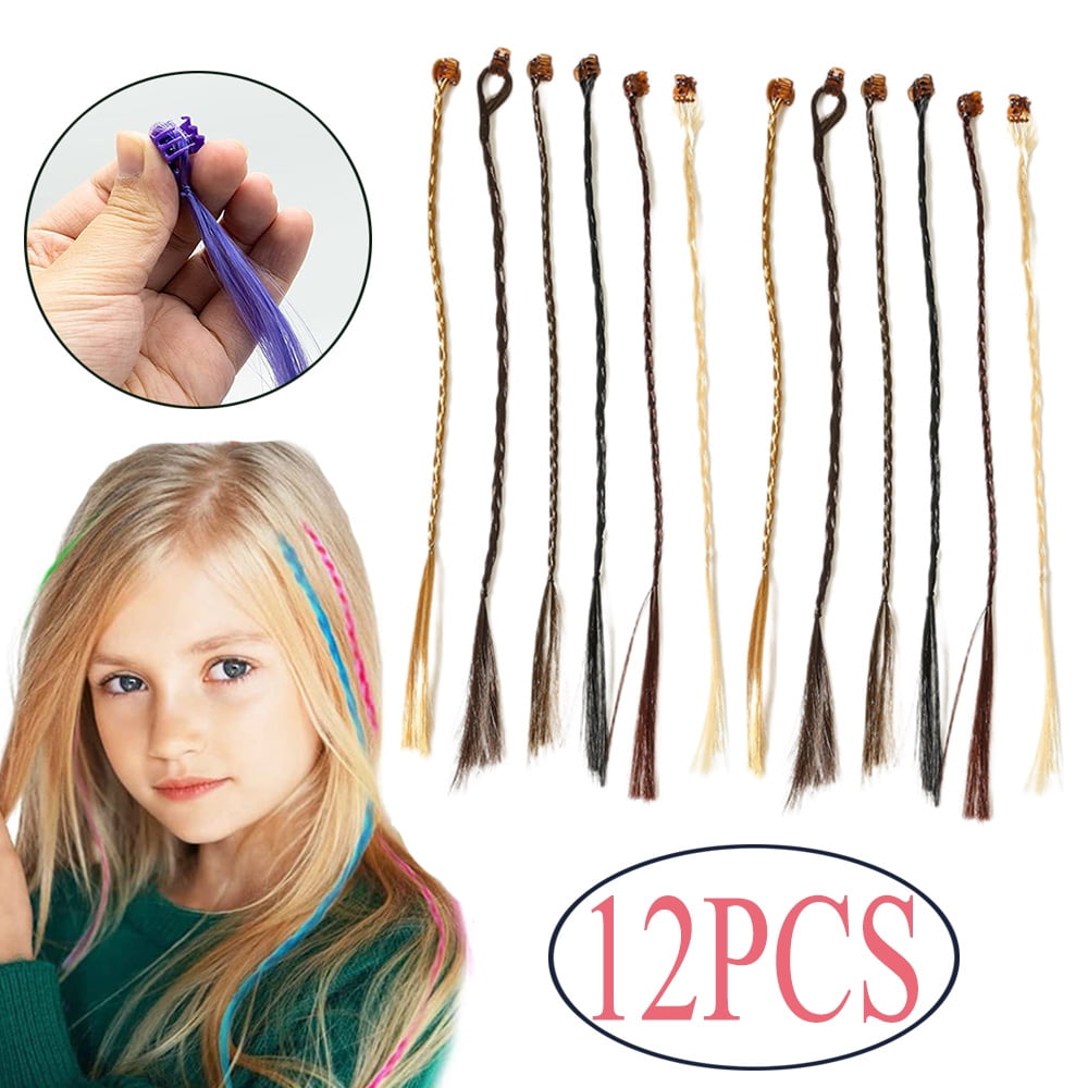 Dicasser 12 Pieces Kids Hair Extensions with Hair Clips, Clip-on Hair ...
