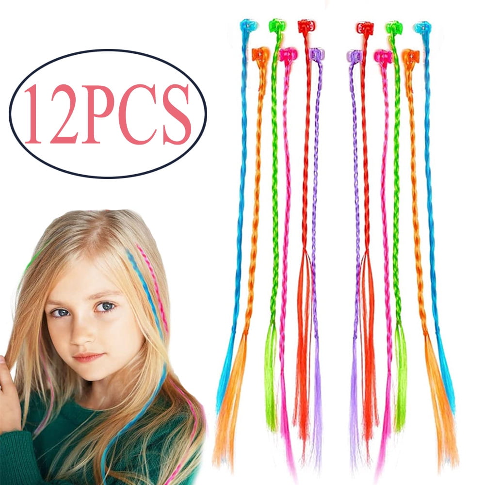 Dicasser 12 Pieces Kids Hair Extensions with Hair Clips, Clip-on Hair ...