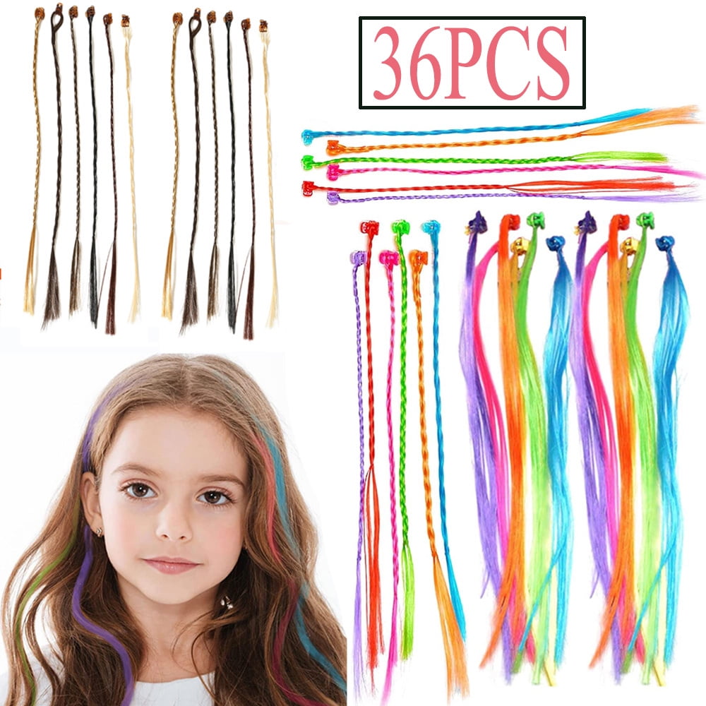 Dicasser 36 Pieces Kids Hair Extensions with Hair Clips, Clip-on Hair ...