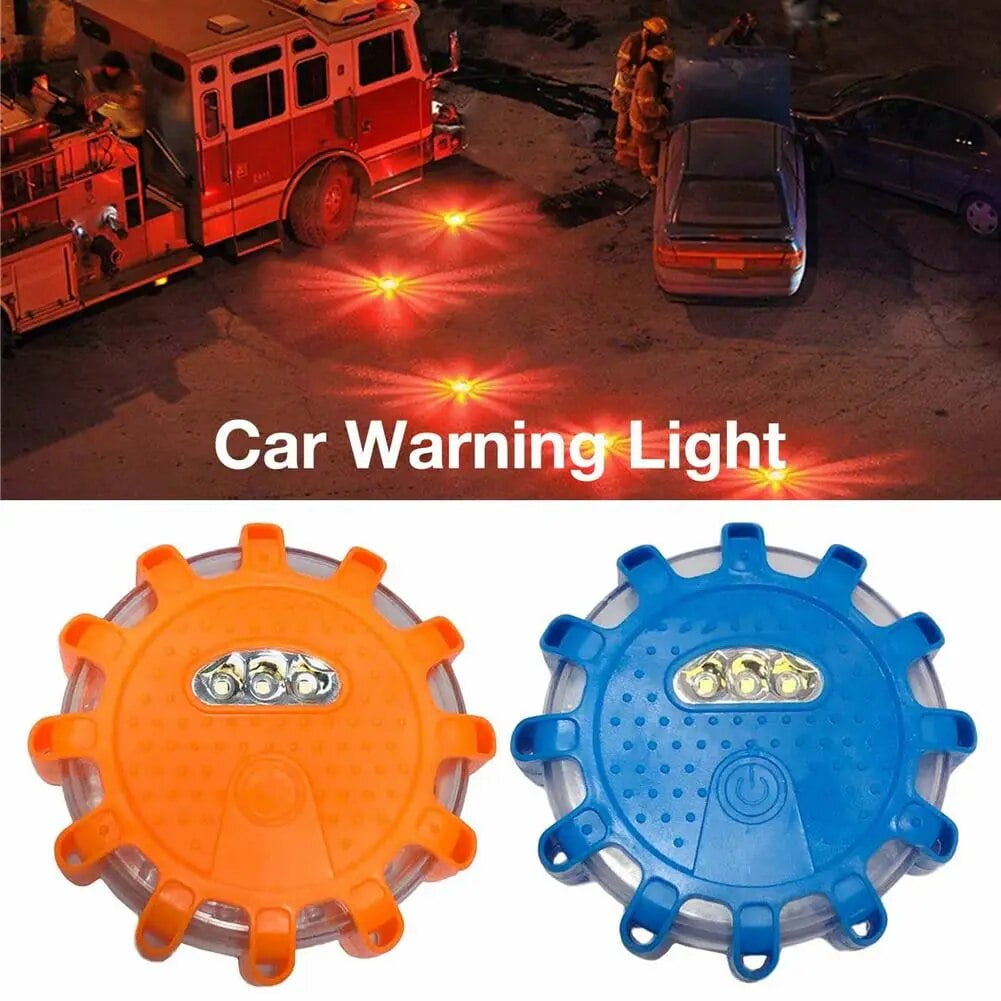 Dicasser 4Pcs 12 LEDs Orange/Blue Roadside Safety Beacon Warning Light ...