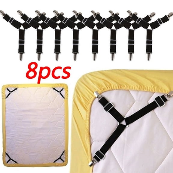 4 Pc Sheet Grippers Bed Elastic Straps Fasteners Clasp Suspender Clips ...