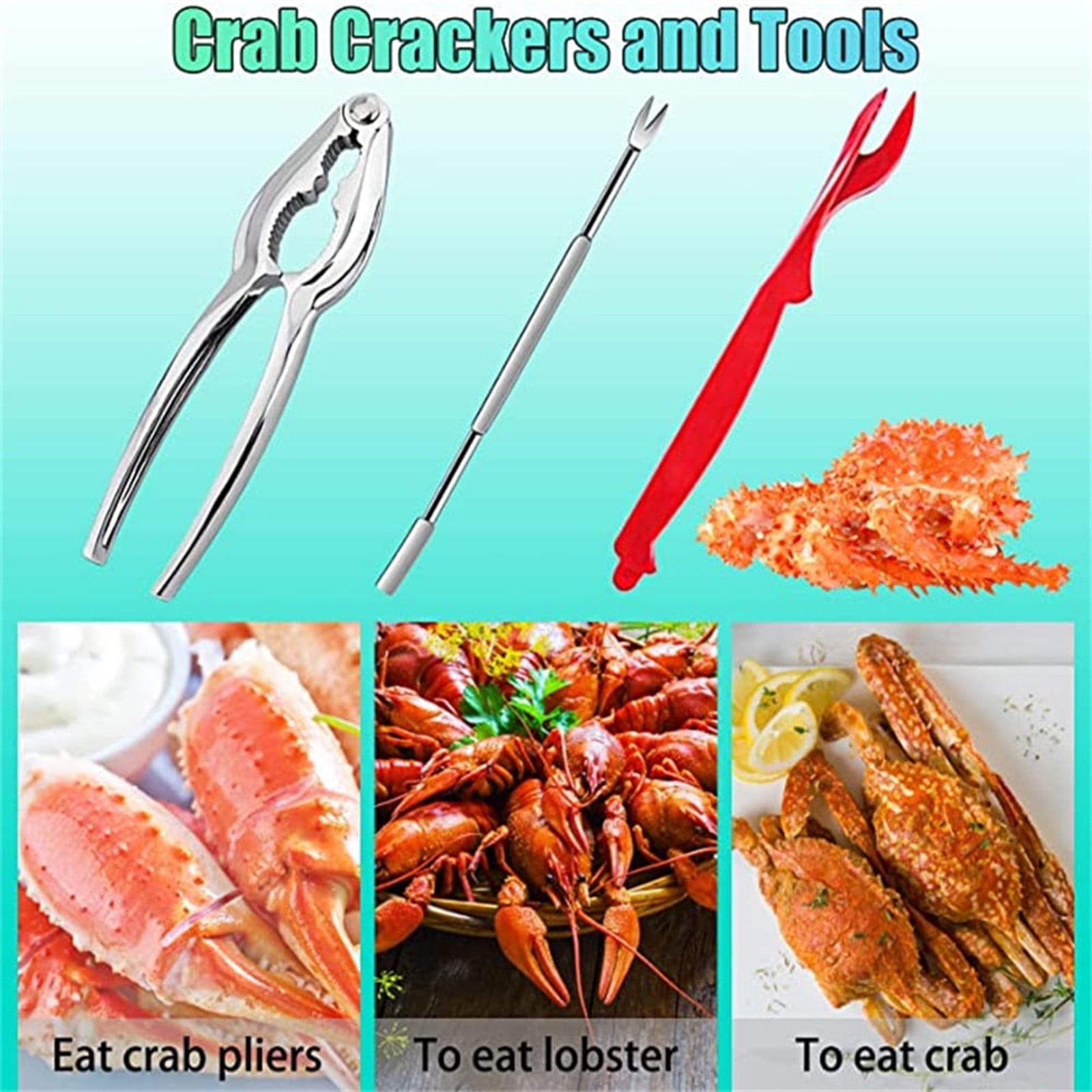 Dicasser Crab Eating Tools Set 3Pc Crab Meat Needles Opener Leg Sheller ...