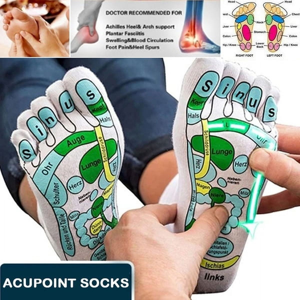 Dicasser Foot Massage Socks Acupressure Reflexology Socks Reflection ...