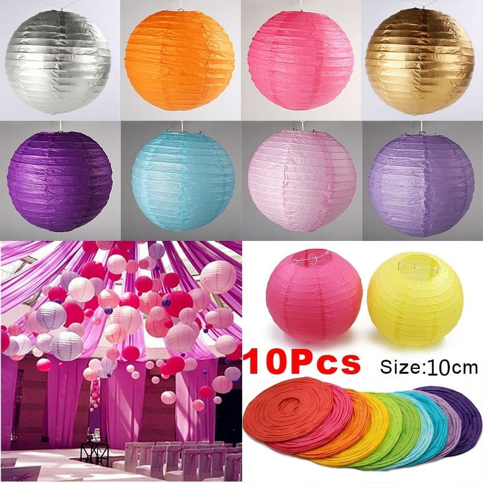 Dicasser Party Lanterns and Hanging Pom Poms, Paper Multicolor, 10 ...