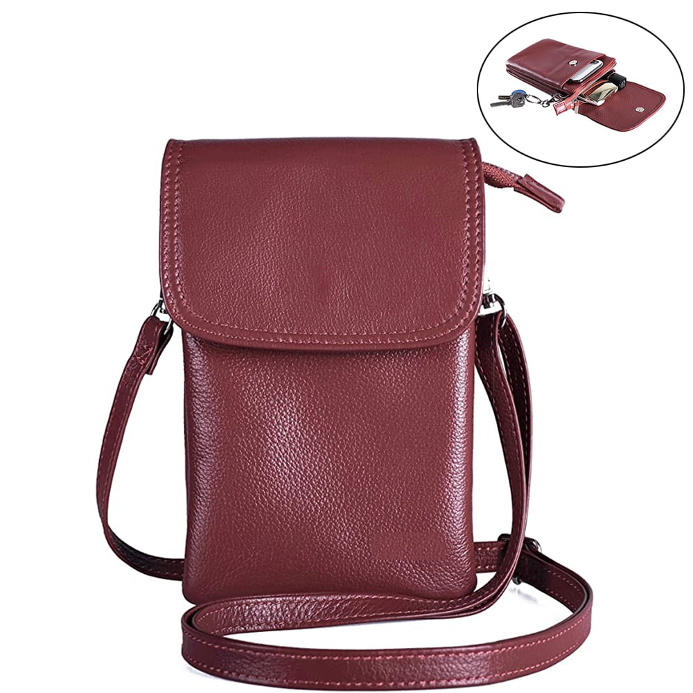 Dicasser Red Leather Phone Bag,Leather Phone Purse, Small Phone Cross ...