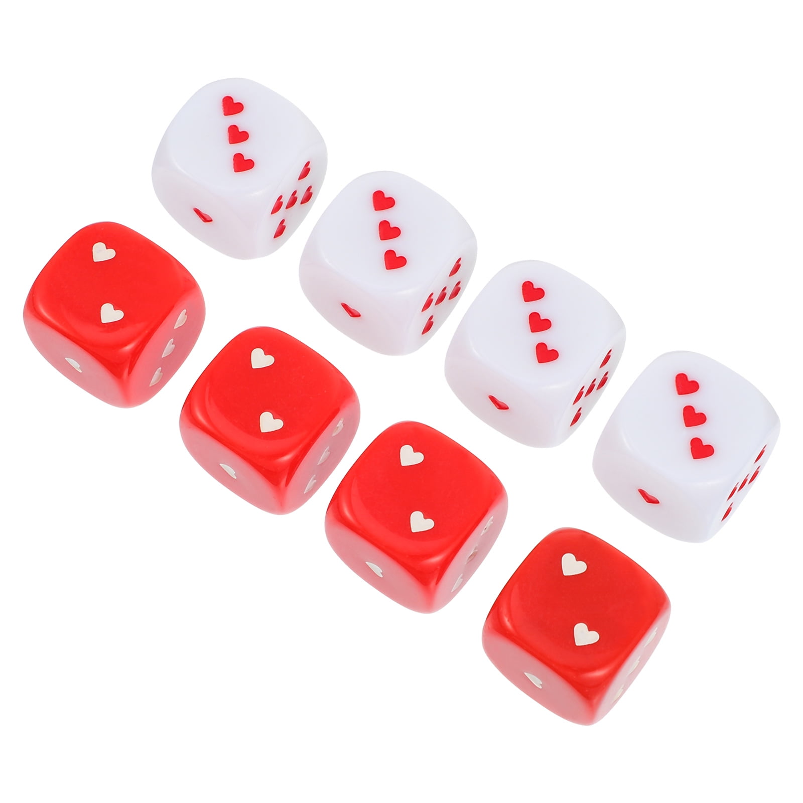 Dice 8pcs 25MM Heart Dice Set 6 Sided Dice Set White and Red Hearts ...