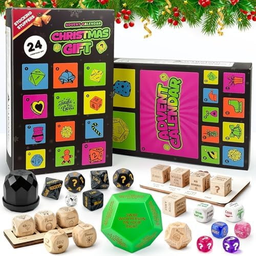 Dice Advent Calendar 2025, 24 Days Christmas Countdown Gift with Dice ...