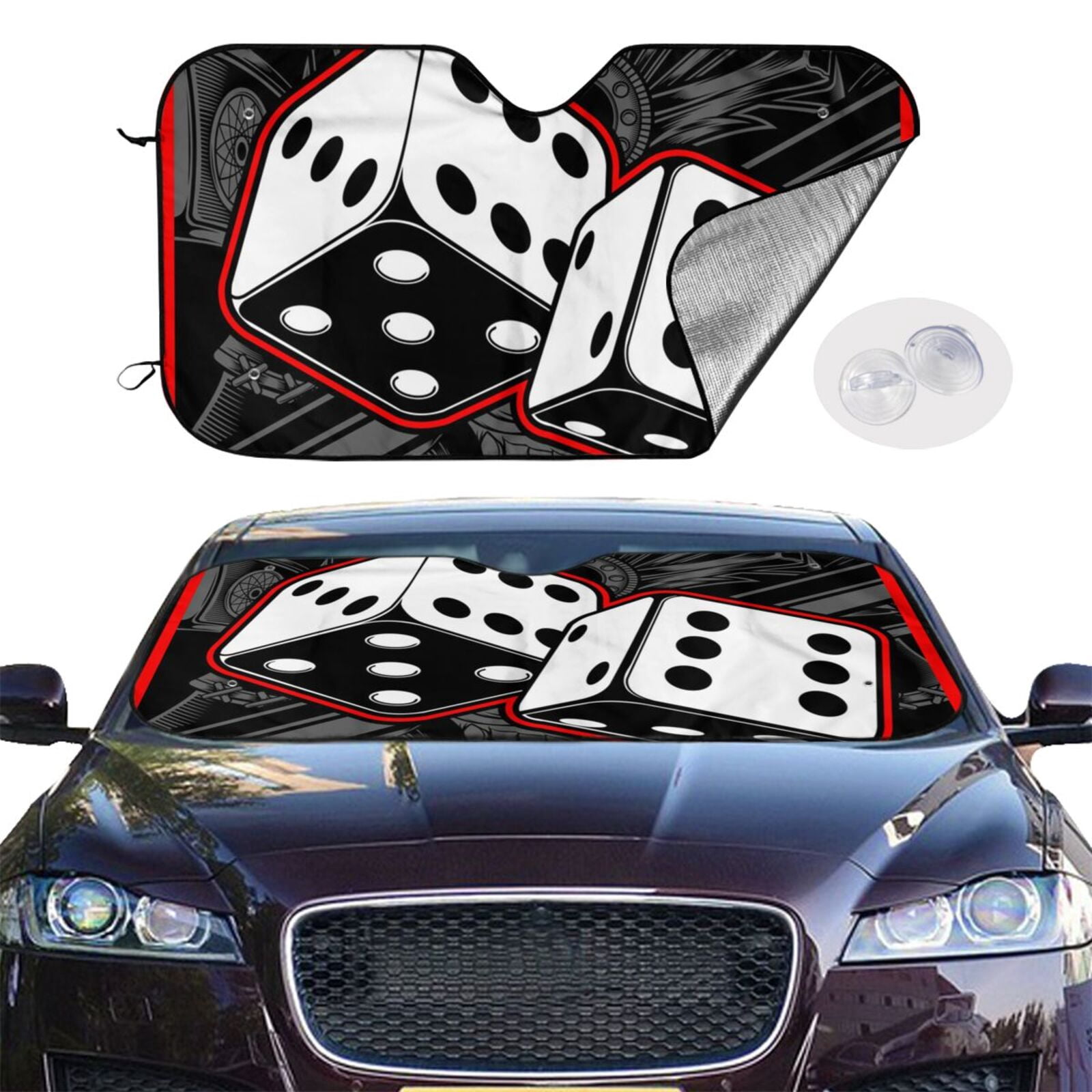 Dice Black White Windshield Sunshade Sun Shade Front Window Car Sun ...