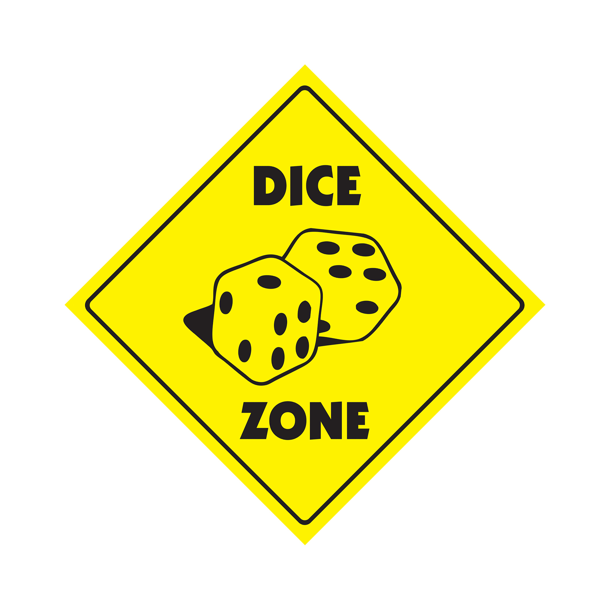 Dice Crossing Sign Zone Xing | Indoor/Outdoor | 20" Tall gambler game ...