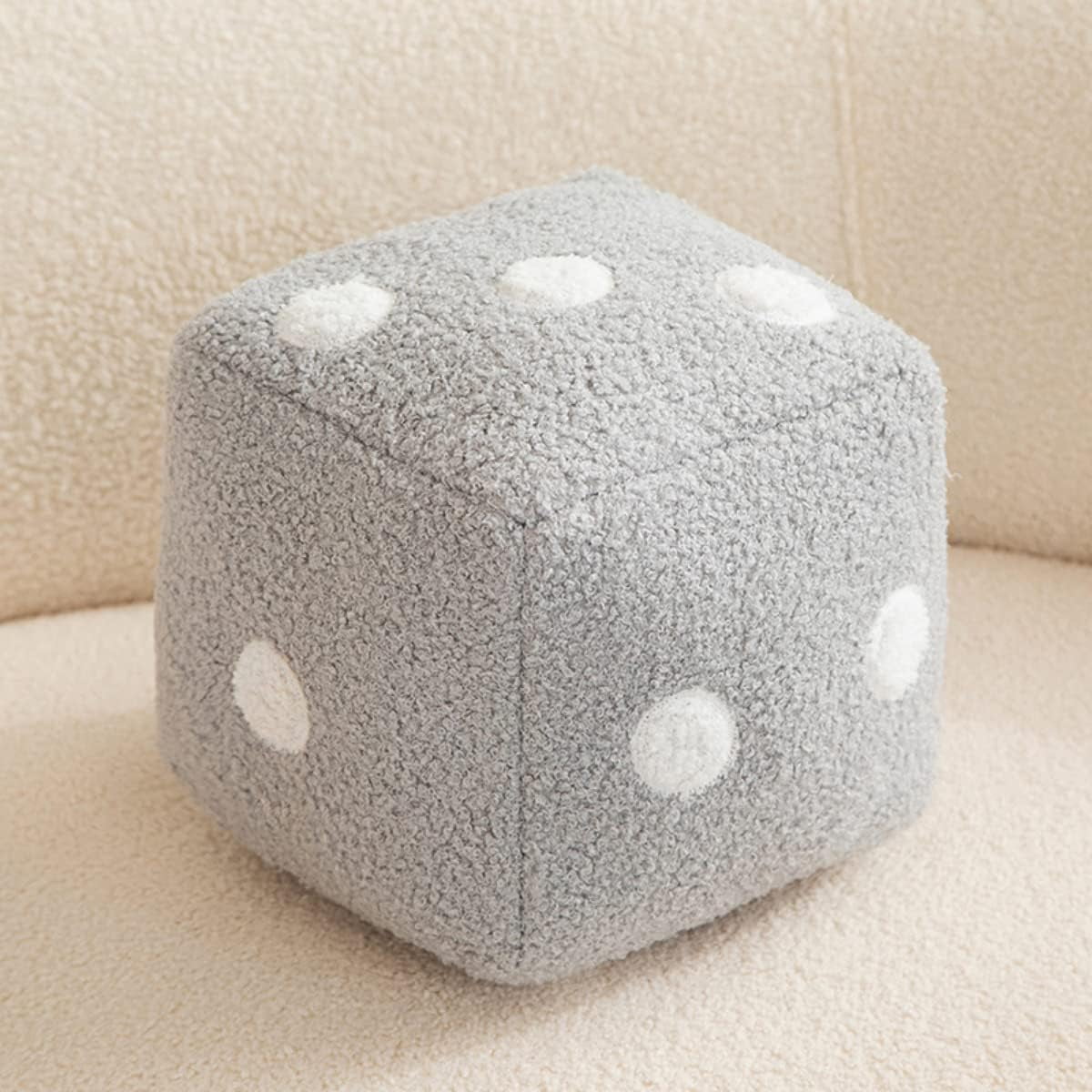 Dice Cubic Foot Stool, Furry Footrest with Solid Wood Material, Stable ...