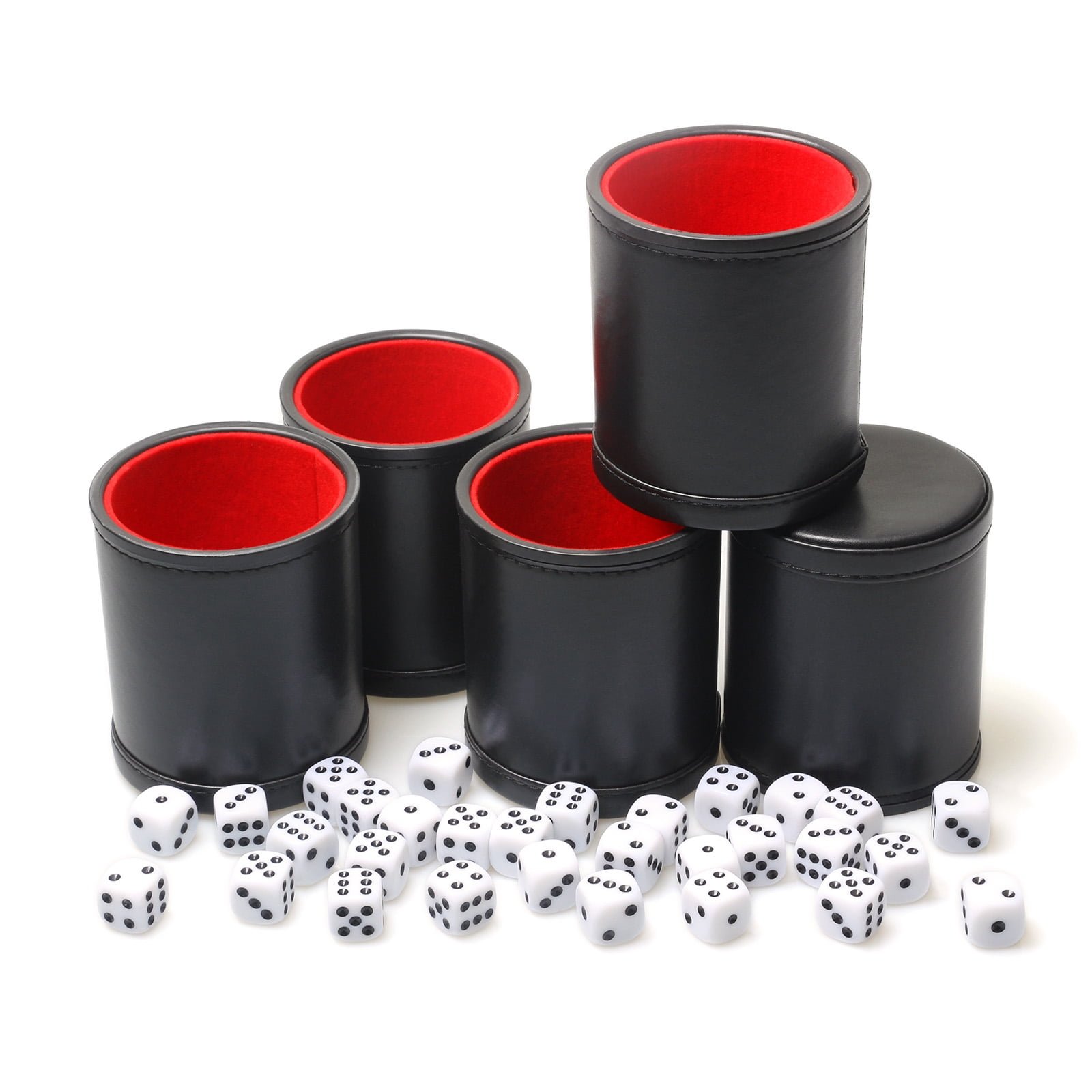Dice Cup Bundle - 5 Black Leather Dice Cups with 30 Dice - Walmart.com