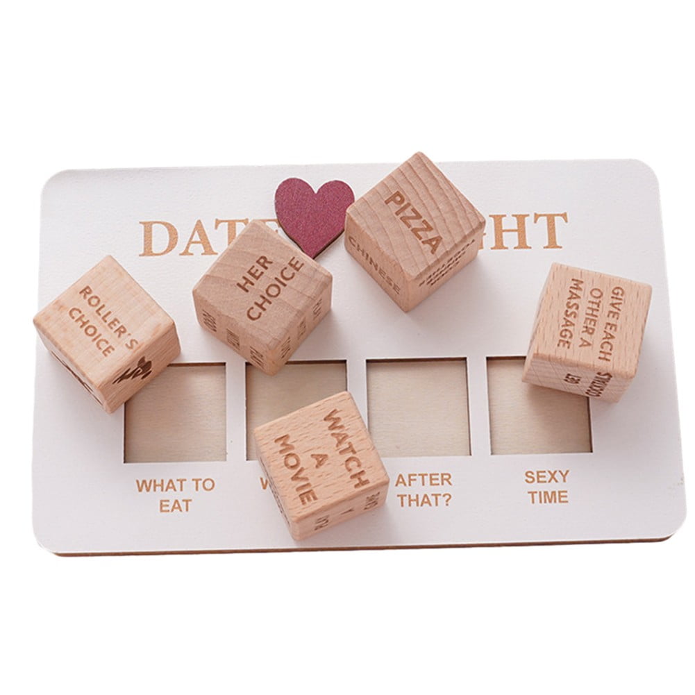 Dice Date Night 6 Sided Wooden Dice Reusable Dice Valentine's Day, A ...