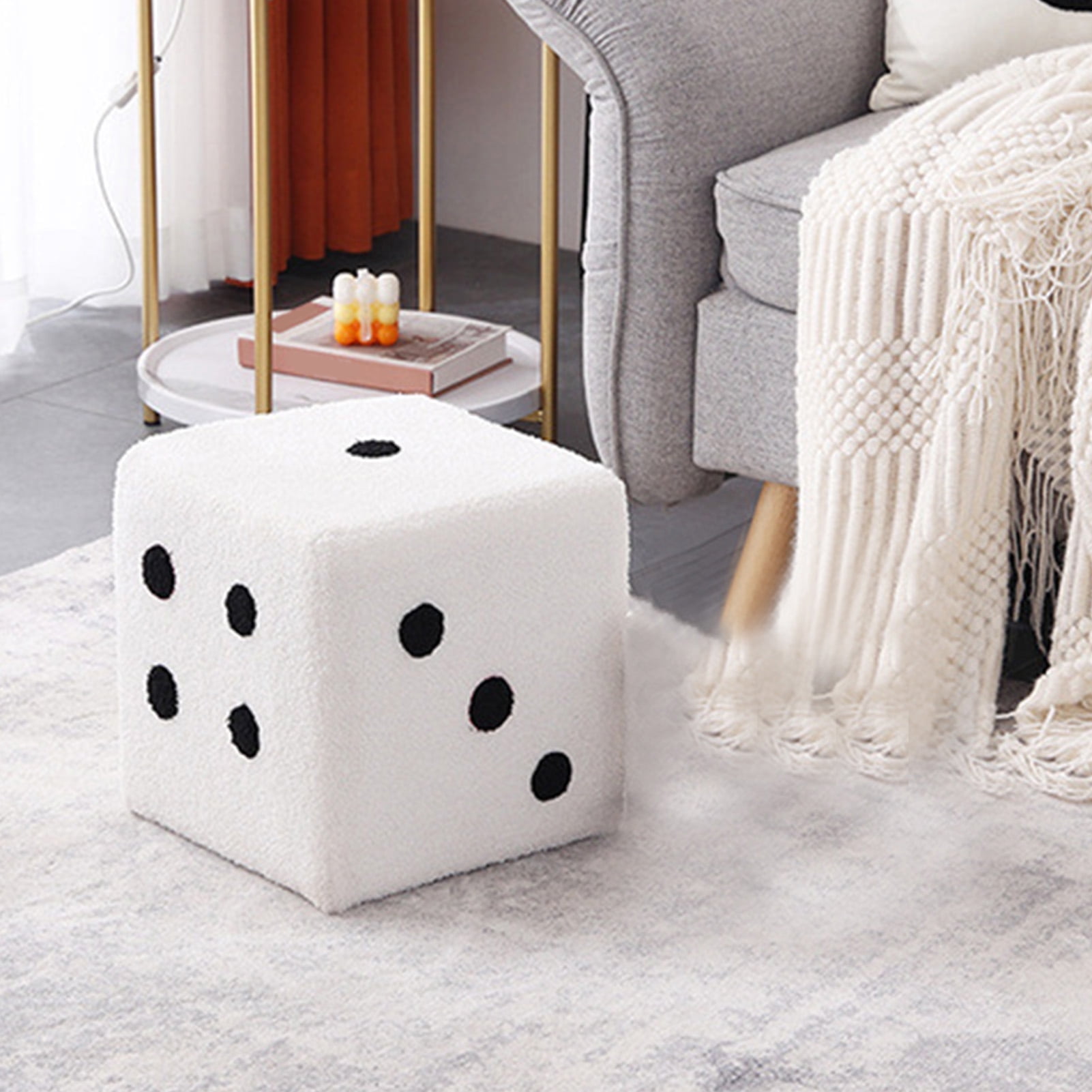Dice Design Cube Foot Stool, Soft Comfortable Warm Sturdy Base Stool ...