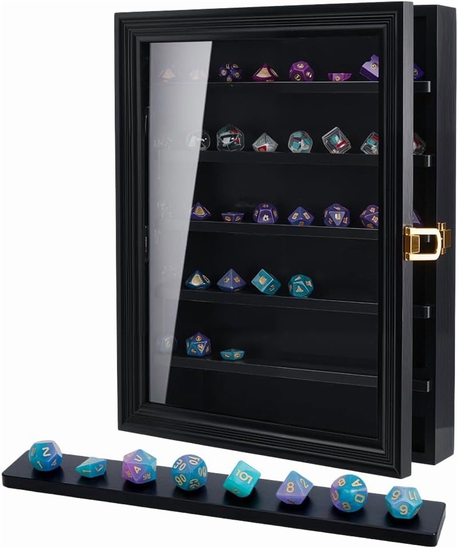 Dice Display Case Wall Mount Lockable Showcase Wood Minifigures Action ...